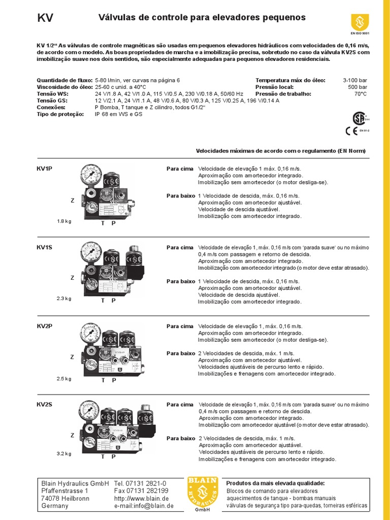 Valvulas KV de Hunidades Hidraulicas | PDF | Relé | Indutor