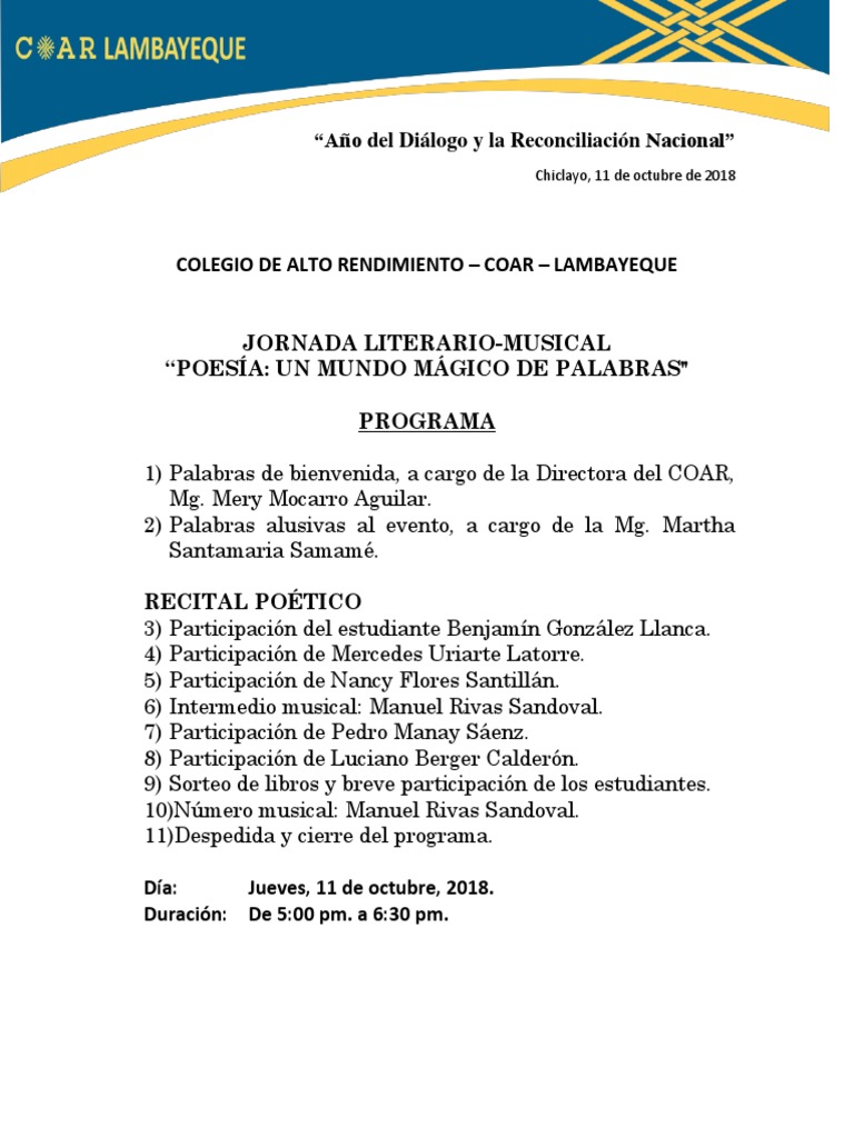 Programa Recital de Poesia | PDF