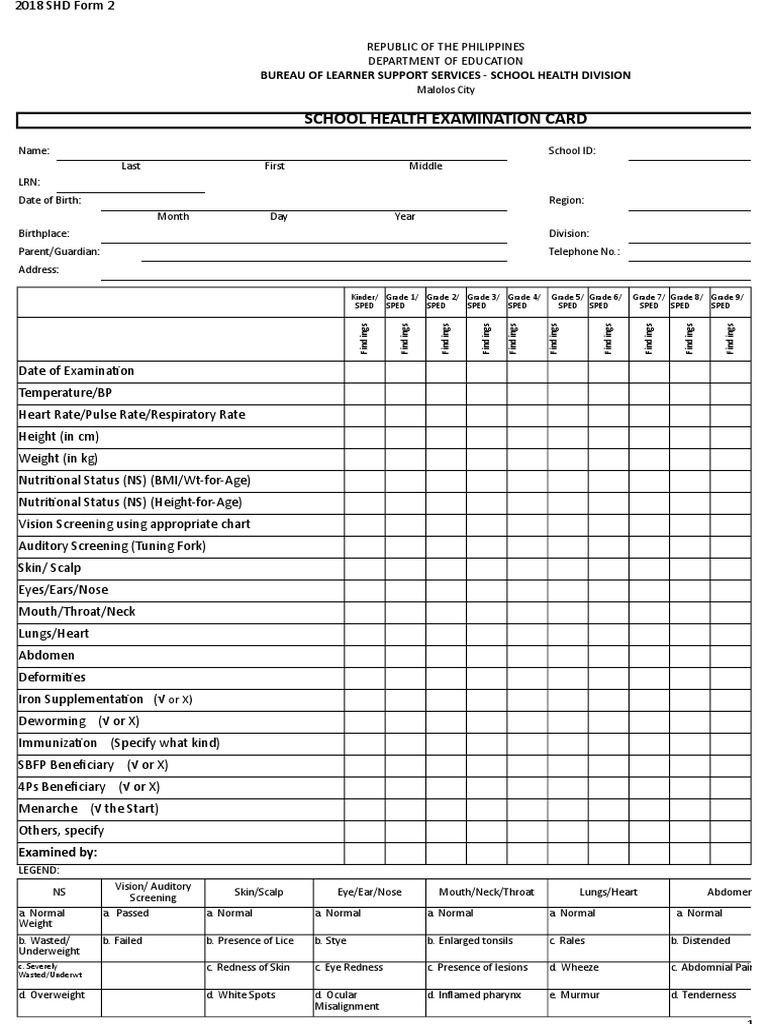 School Health Card 2018 | PDF | Human Tooth | Mouth