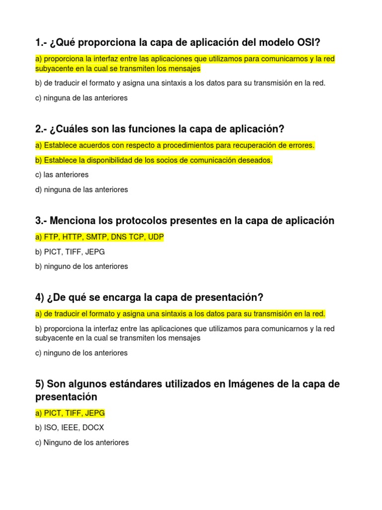 Cuestionario Del Modelo OSI | PDF