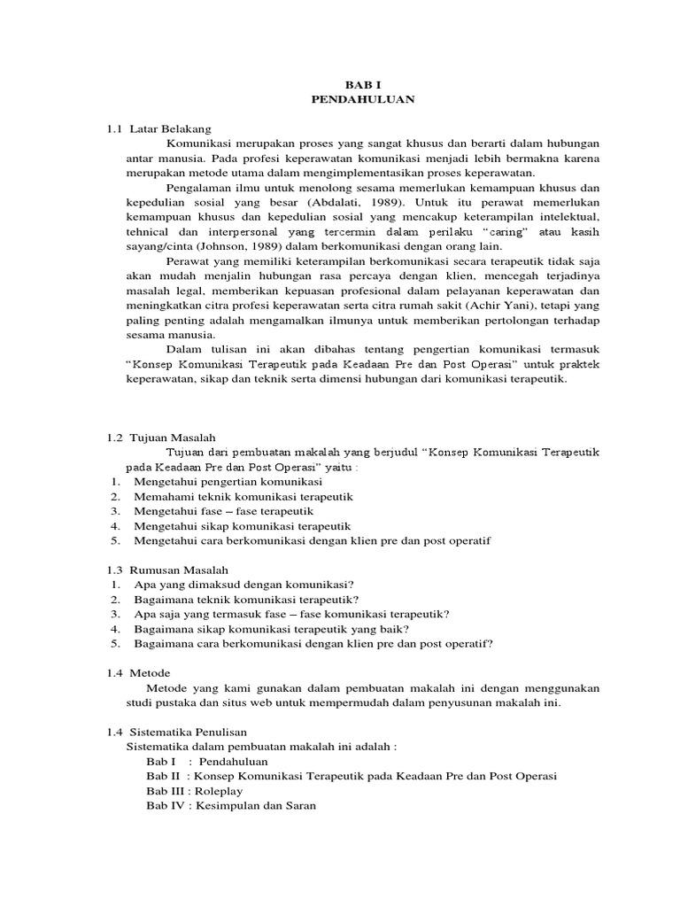 Contoh Role Play Komunikasi Keperawatan Di Ruang Operasi | PDF | Karier ...