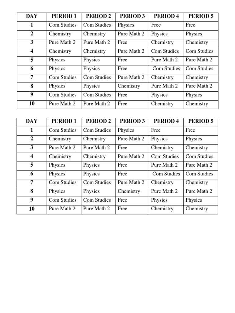 Timetable - Lower Six | PDF