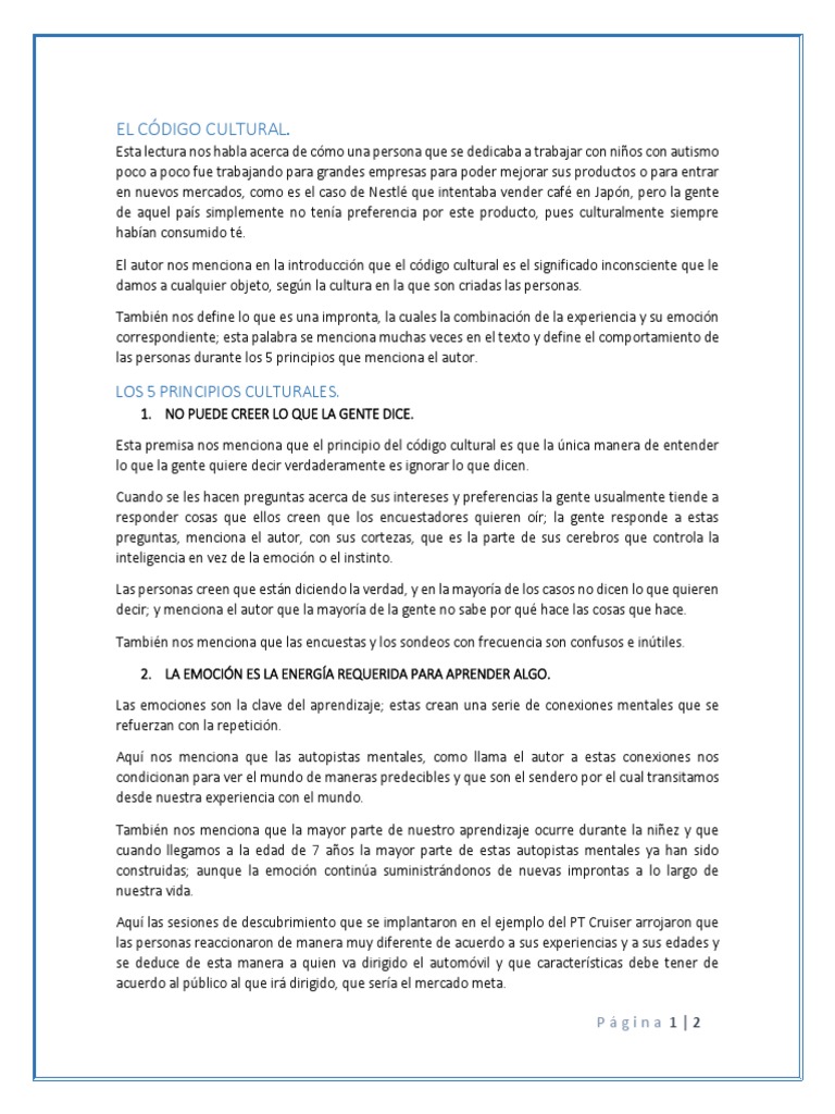 Código Cultural y Comportamiento Humano | PDF | Mente inconsciente ...
