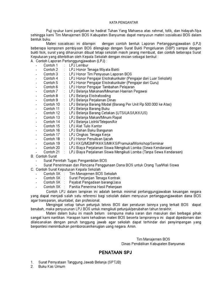 Contoh SPJ Bos SD | PDF