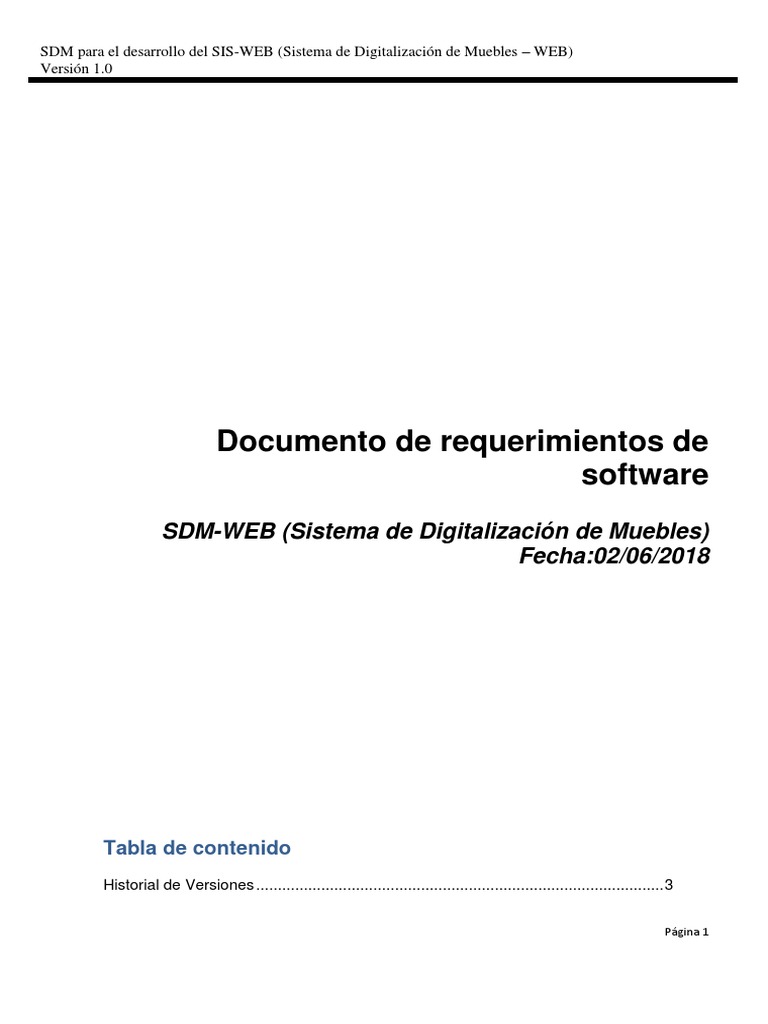 Documento de Requerimientos de Software SDM | PDF | Sistema operativo ...