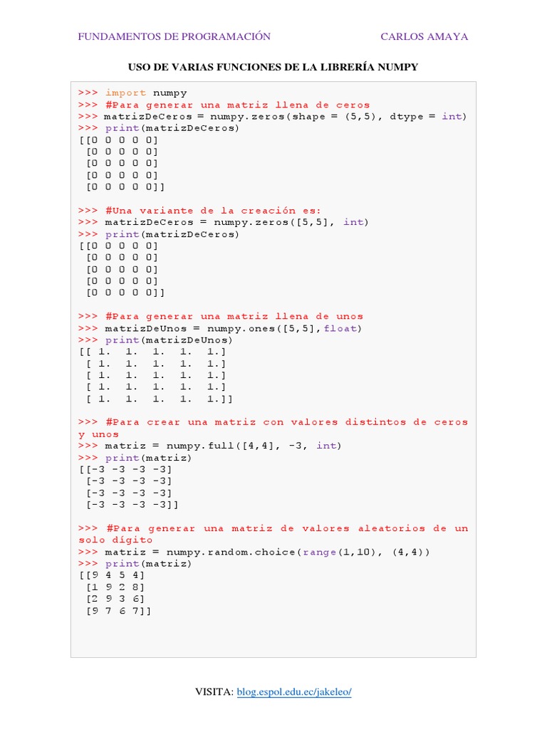 Uso de Varias Funciones de La Librería Numpy | Matriz (Matemáticas ... Uso de Varias Funciones de La Librería Numpy | Matriz (Matemáticas ...