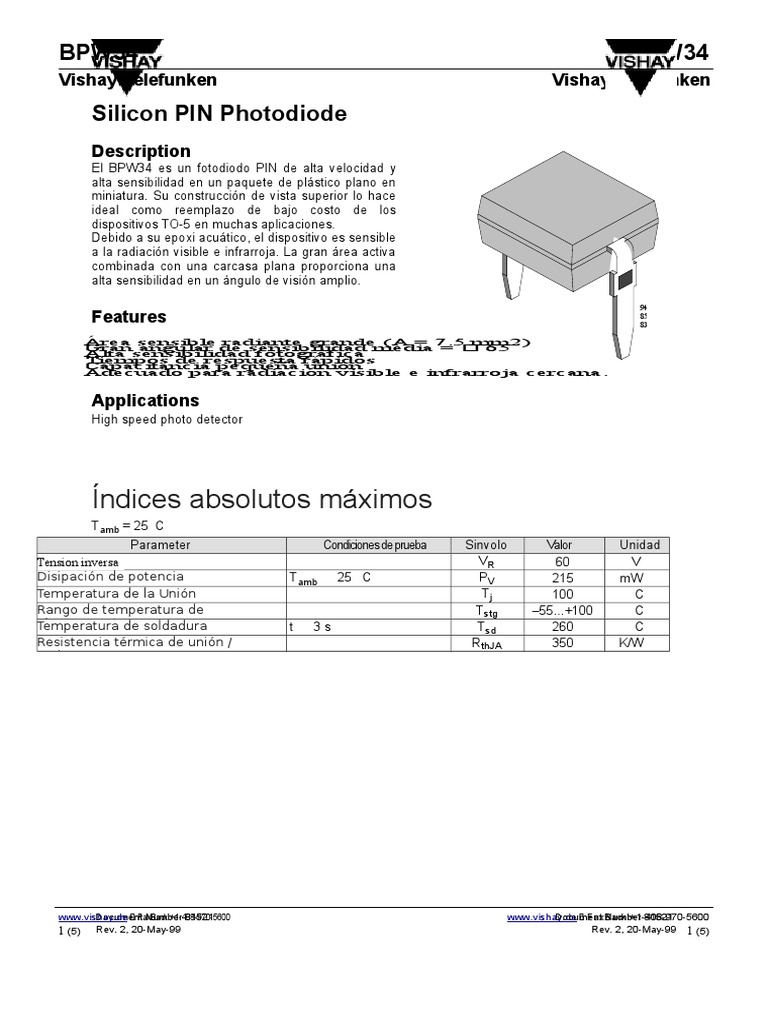 Datasheet BPW34 (Reparado) | PDF | Infrarrojo | Electromagnetismo