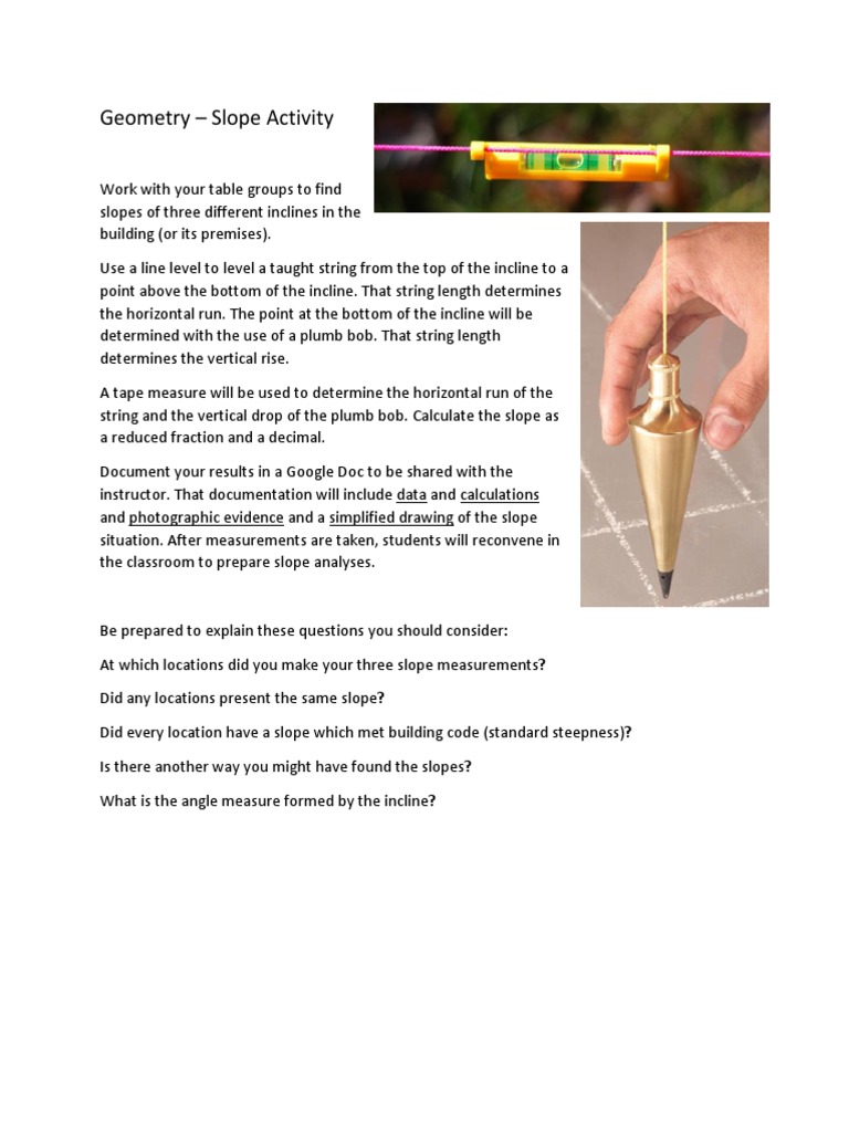 Slope Measurement Activity Guide | PDF
