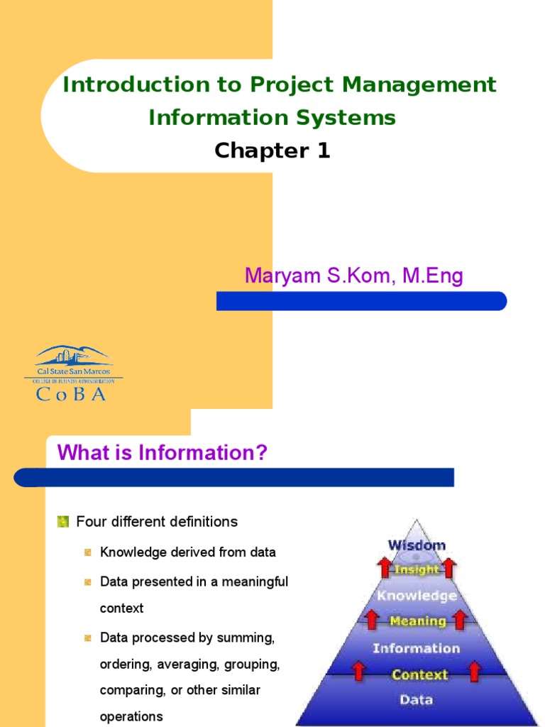 Introduction To Project Management Information Systems: Maryam S.Kom, M.Eng | PDF | Project ...