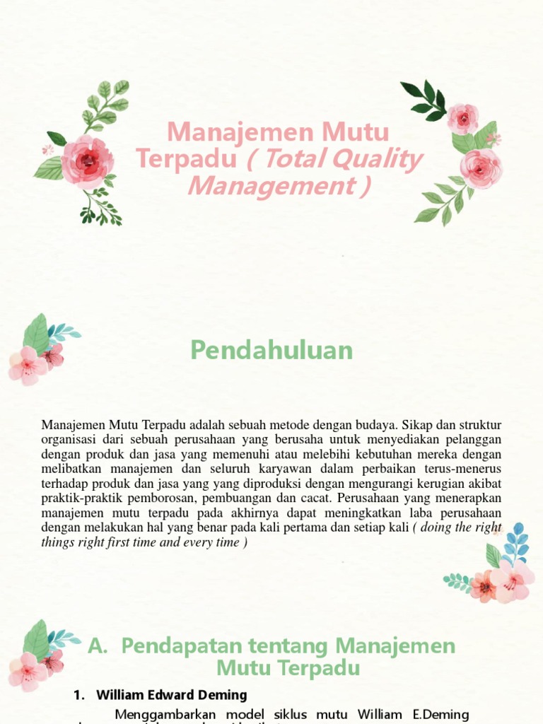 Manajemen Mutu Terpadu (Total Quality Management) | PDF