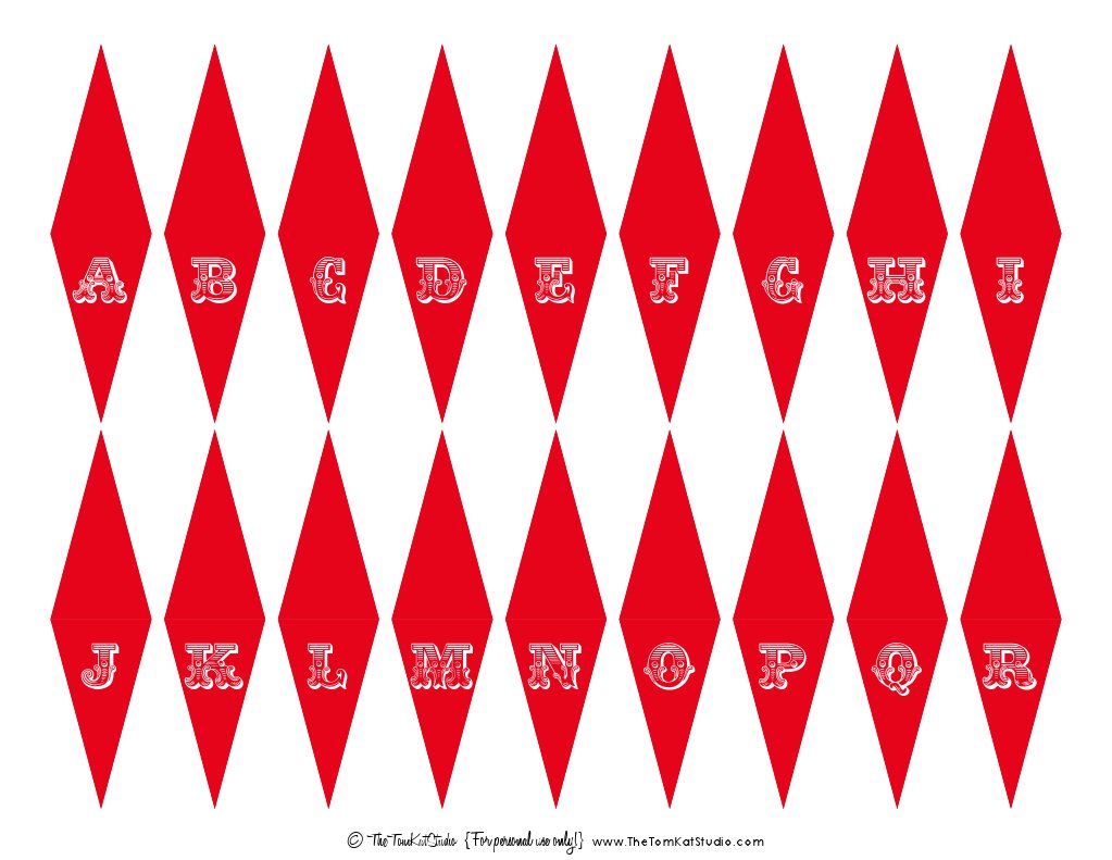 Mini Bunting Alphabet - Bold Colors - Tomkat Studio | PDF