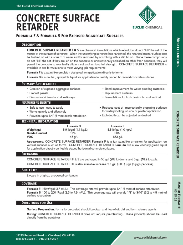 Concrete Surface Retarder | PDF | Concrete | Water