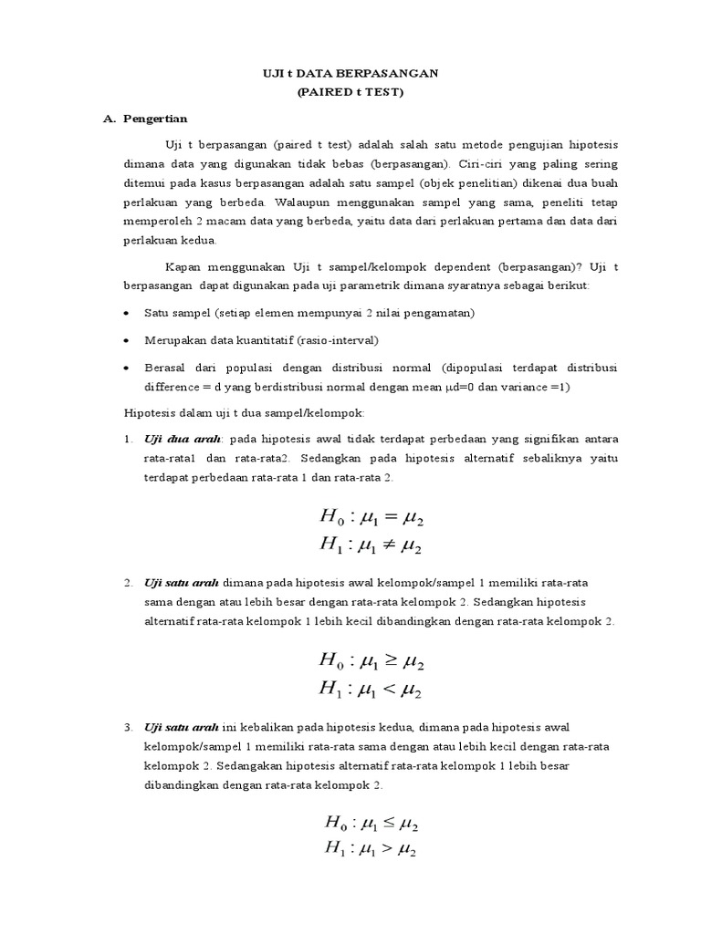 Uji T Berpasangan: Metode dan Contoh | PDF