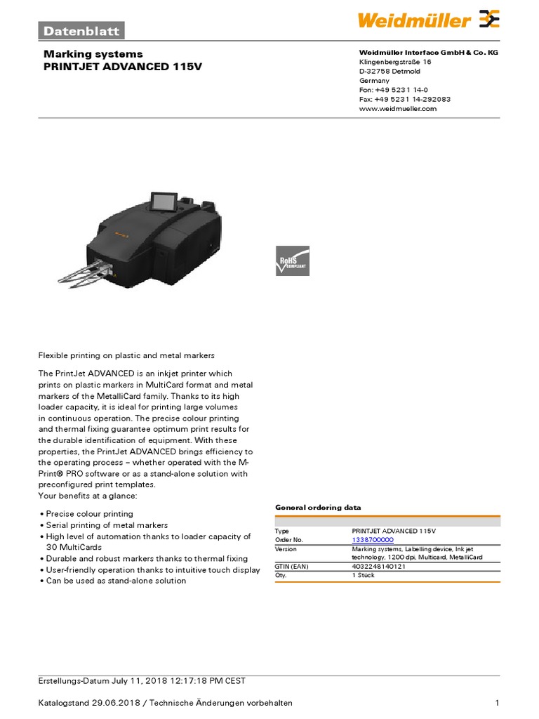 Printjet Advanced 115v Com | PDF | Printing | Printer (Computing)