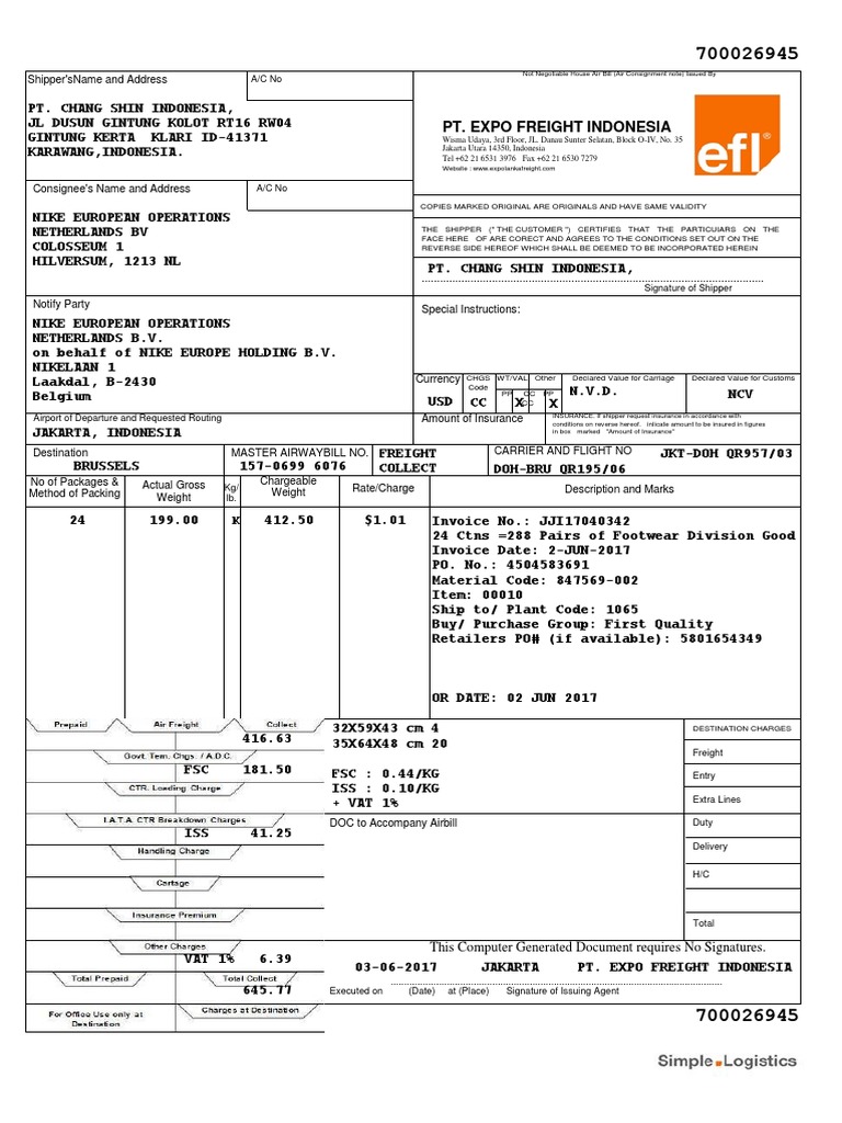 Hawb Jji17040342 | PDF | Cargo | Bill Of Lading