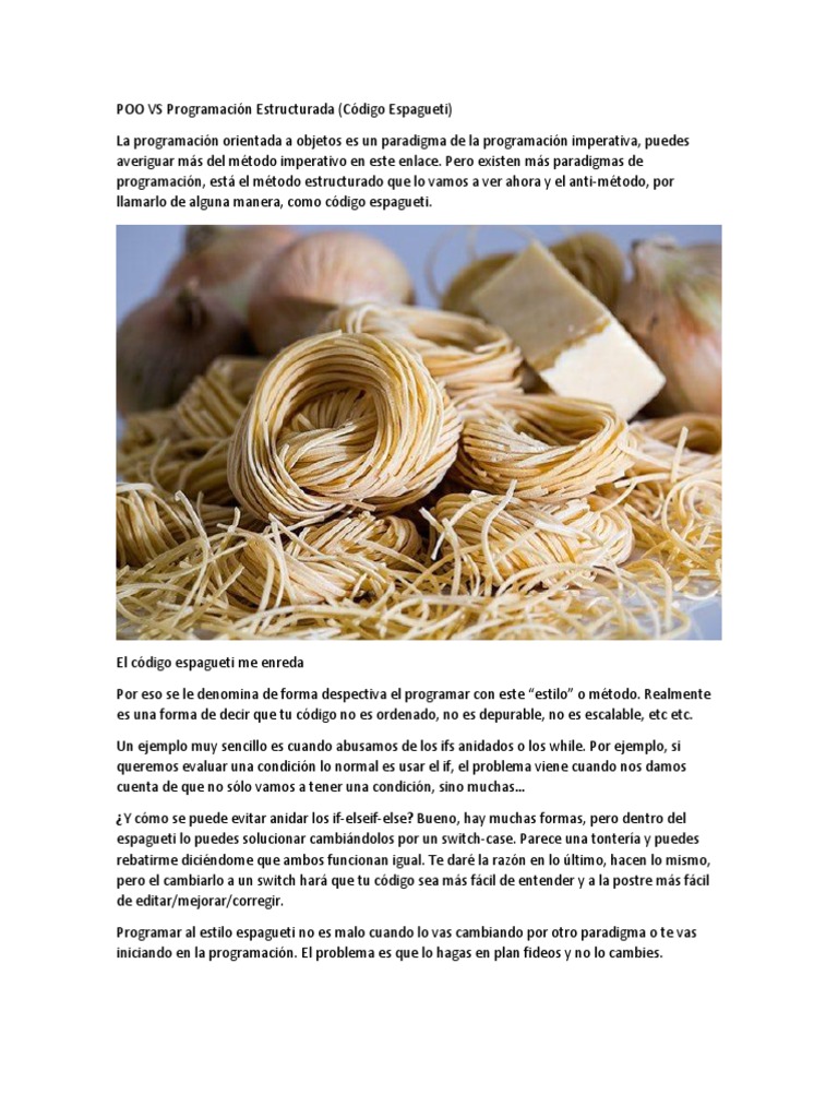 POO Vs Programación Estructurada | PDF | Lenguaje de programación ...