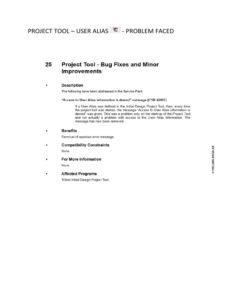 Project Tool - User Alias - Problem Faced | PDF