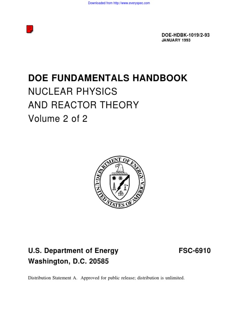 DOE FUNDAMENTALS HANDBOOK NUCLEAR PHYSICS AND REACTOR THEORY Volume 2 ...