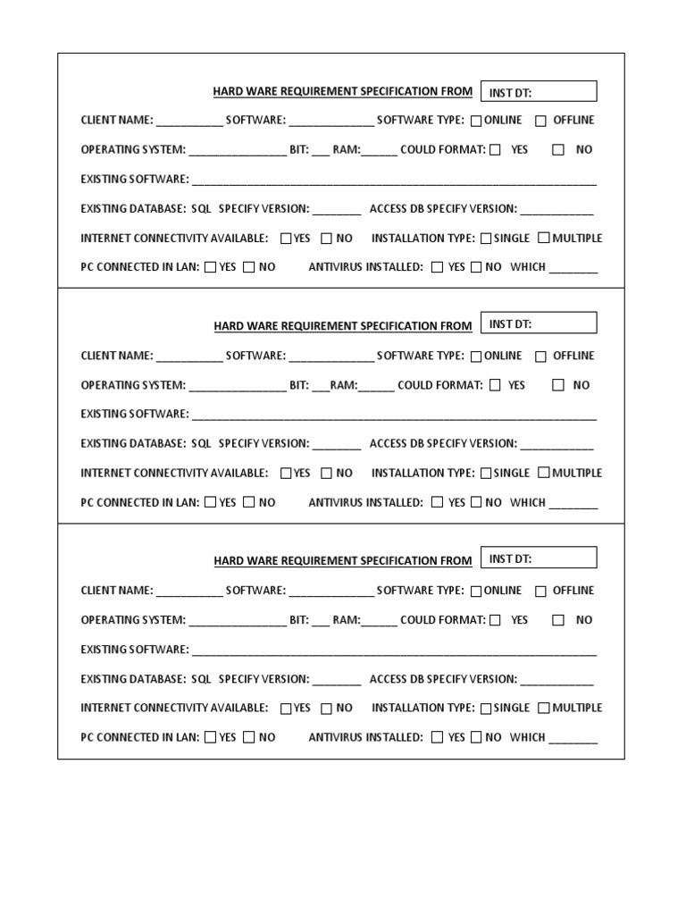 Hardware Requirement Form | PDF