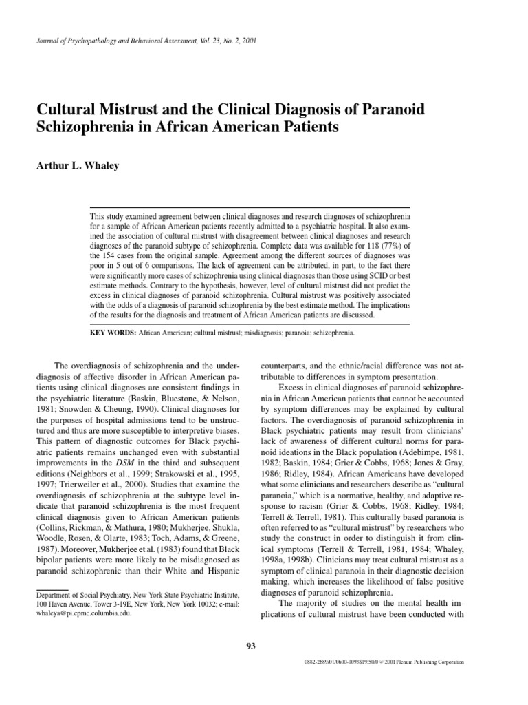 Paranoid Schizophrenia | PDF | Paranoia | Schizophrenia