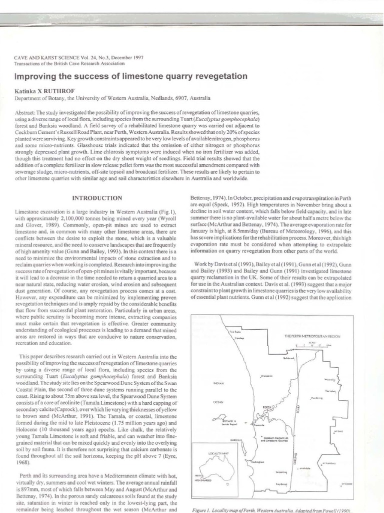 Mproving The Success of Limestone Quarry Revegetation: Lime L From ...