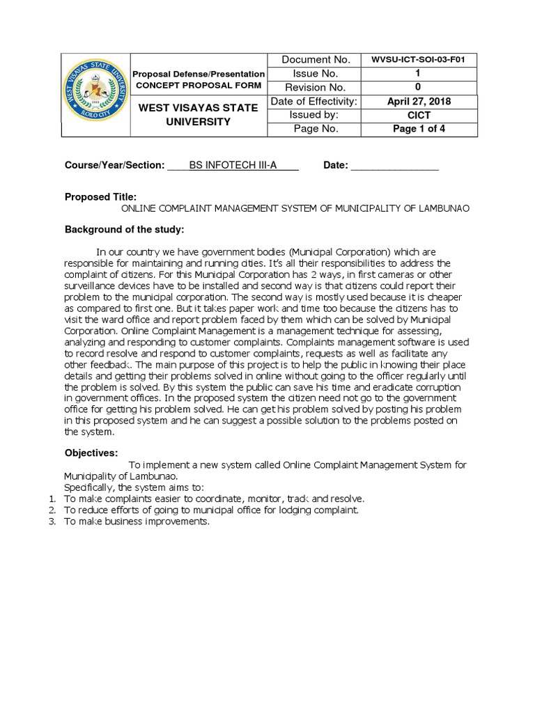 Online Complaint Management System of Municipality of Lambunao | PDF ...
