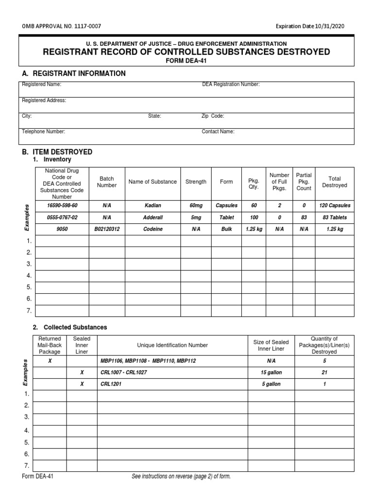 41 Form PDF | PDF | Drug Enforcement Administration | Government