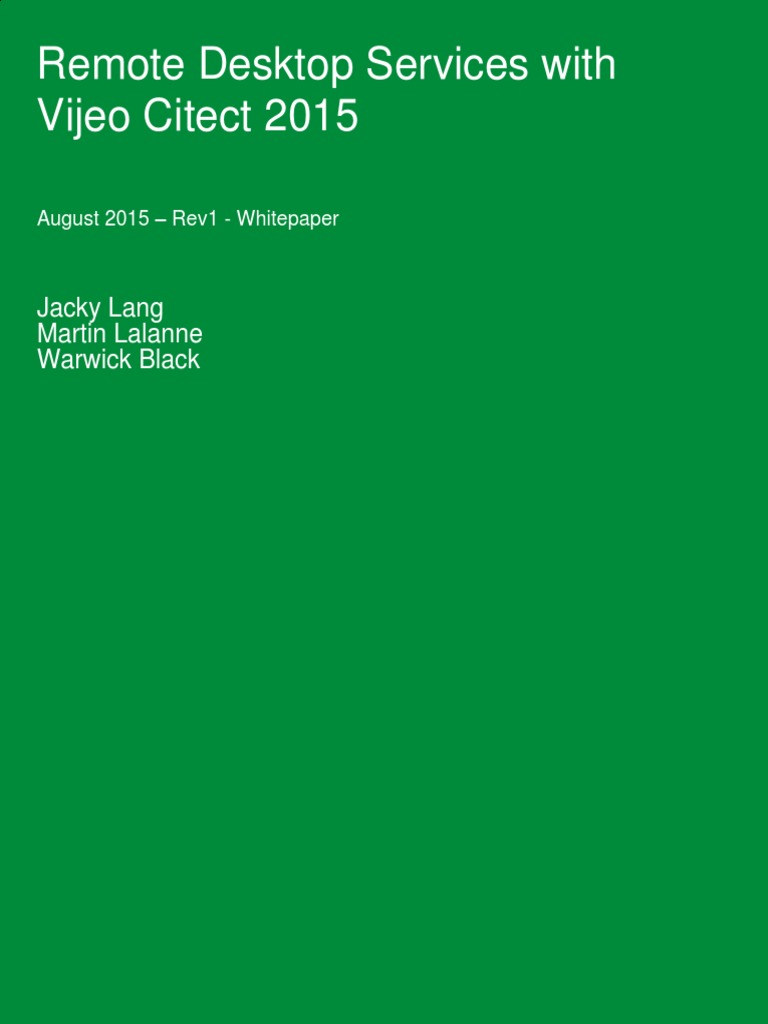 Remote Desktop Services With Vijeo Citect 2015 | PDF | Remote Desktop Services | Scada