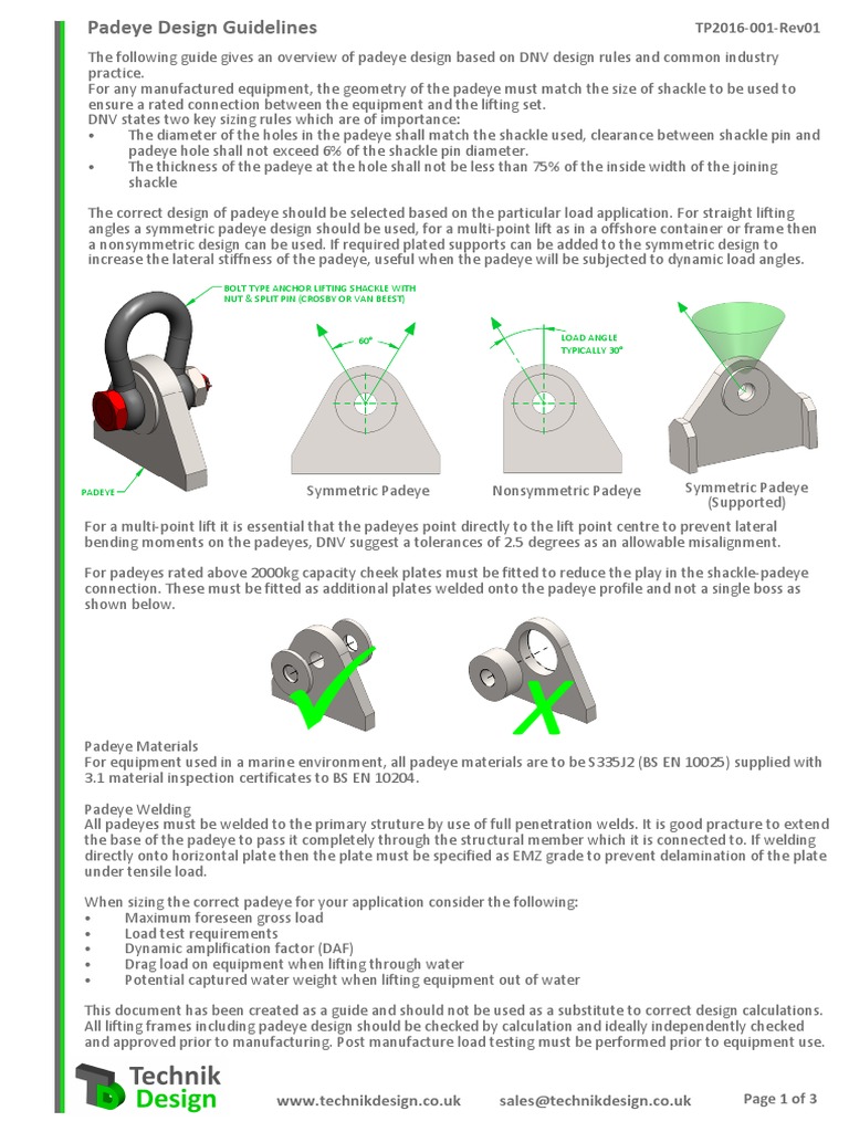 TP2016 001 Rev01 (Padeye Guide) | PDF | Mechanical Engineering | Nature