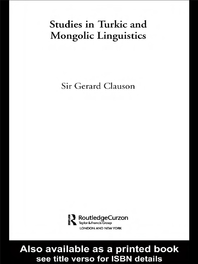 (Gerard Clauson) Studies in Turkic and Mongolic Li PDF | PDF ...