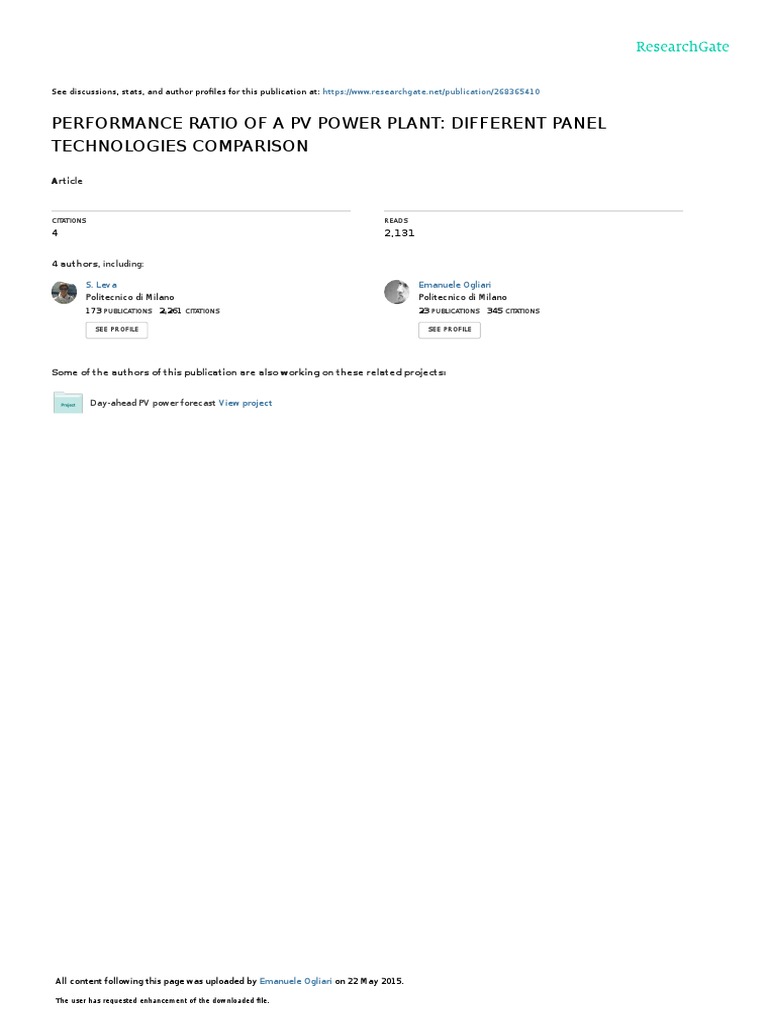 Performance Ratio | PDF | Photovoltaics | Photovoltaic System