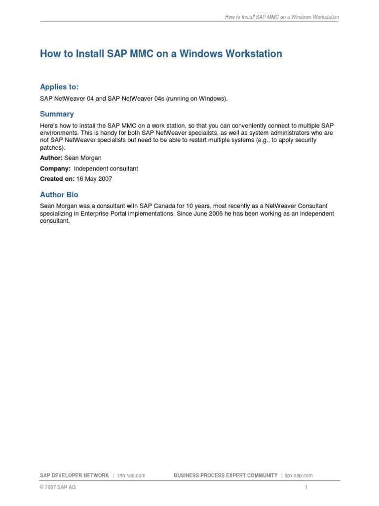 How To Install SAP MMC On Windows Workstation PDF | PDF