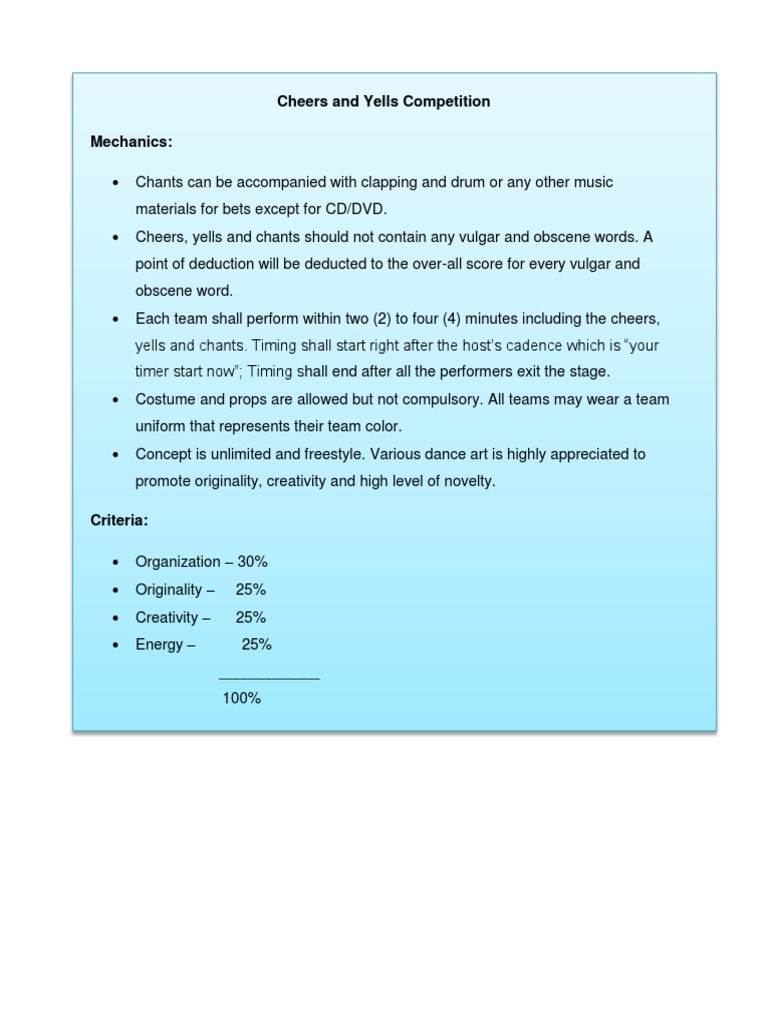 Cheers and Yells Competition | PDF