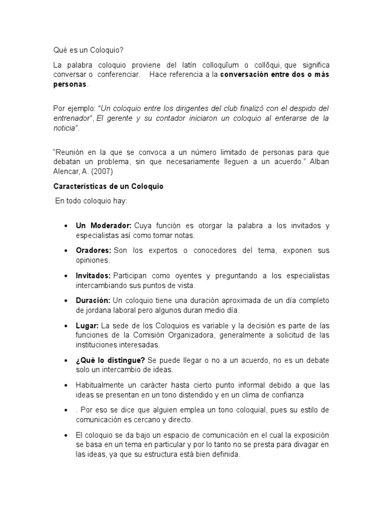 Qué Es Un Coloquio