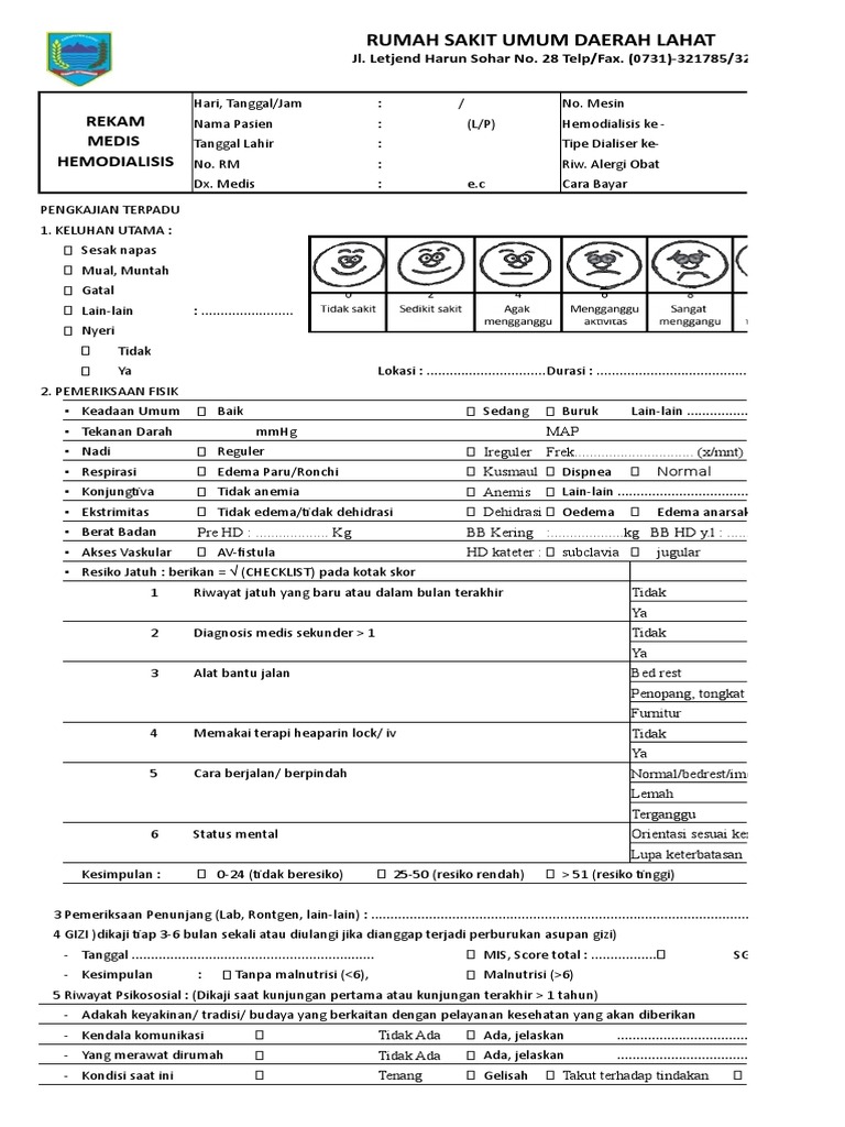 Form Rekam Medis Hemodialisa | PDF