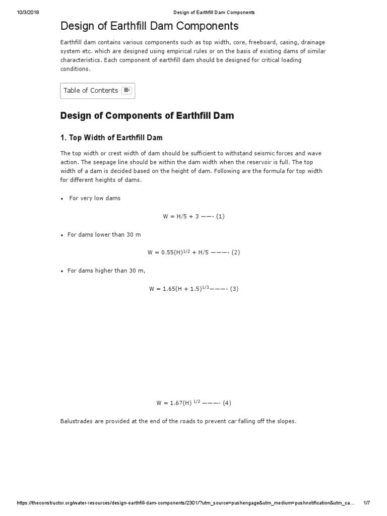Design of Earthfill Dam Components | PDF | Spillway | Dam