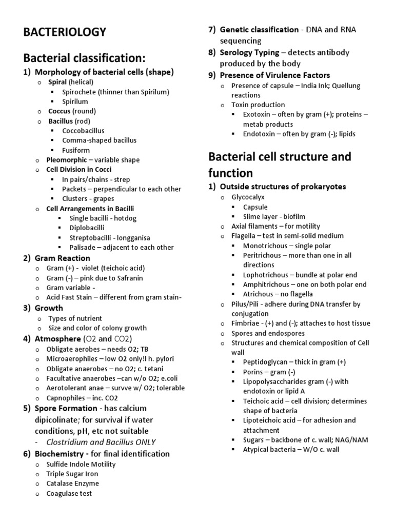 Bacteriology Bacterial Classification:: Sequencing Produced by The Body ...