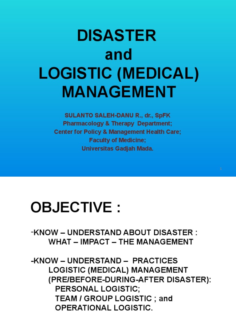 Medical Logistics in Disaster Management | PDF | Hazards | Emergency ...