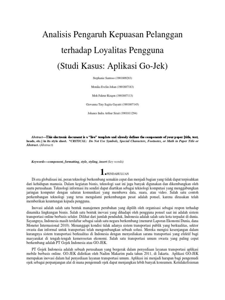 E-Paper Digital Commerce - Analisis Pengaruh Kepuasan Pelanggan Pada Loyalitas Pengguna GO-JEK ...