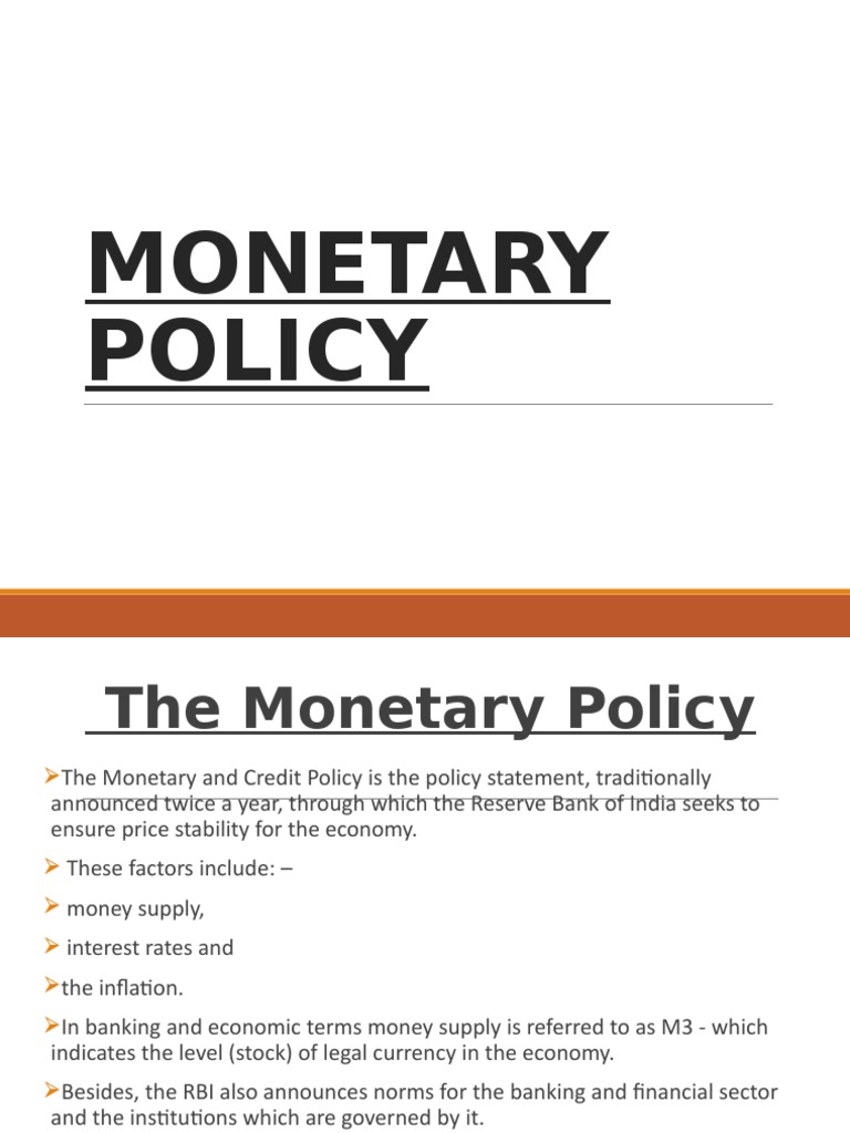Monetary Policy Rbi PPT New | Download Free PDF | Reserve Bank Of India ...