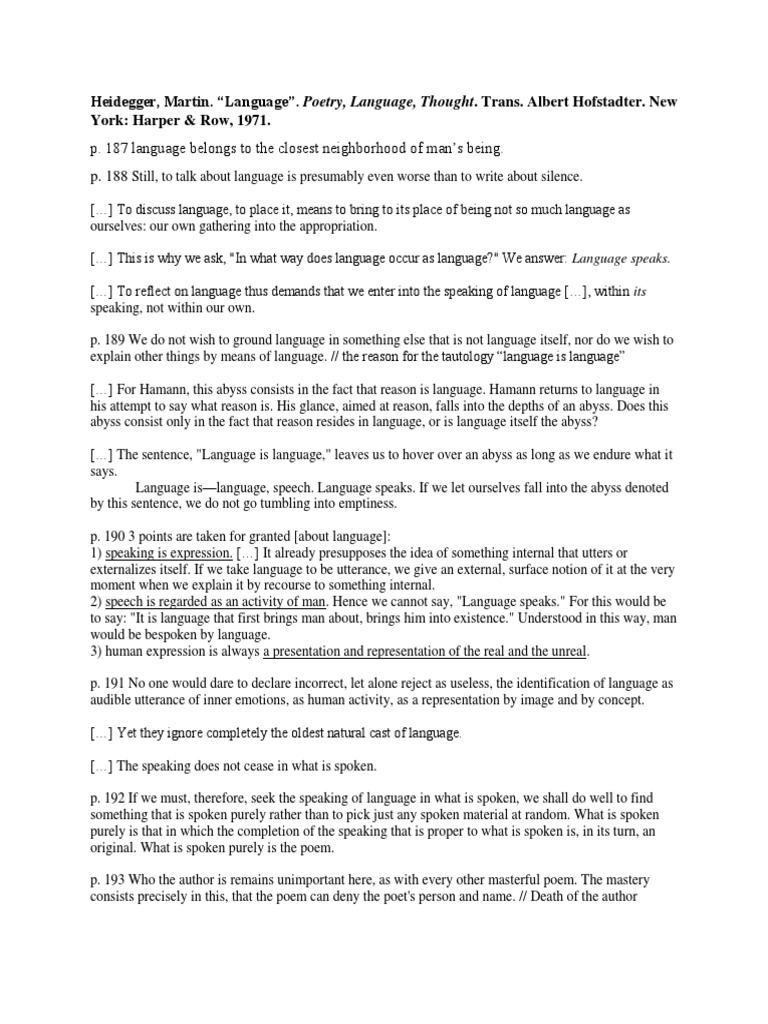 Heidegger on Language and Poetry | PDF | Reason | Cognitive Science
