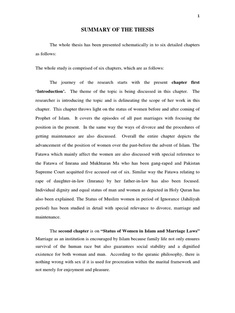 Summary of The Thesis: Introduction'. The Theme of The Topic Is Being ...