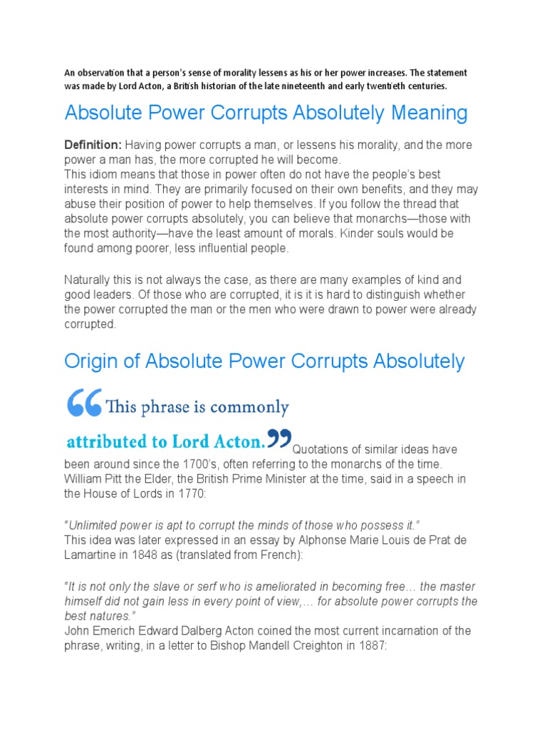 Absolute Power | PDF | Leadership | Morality