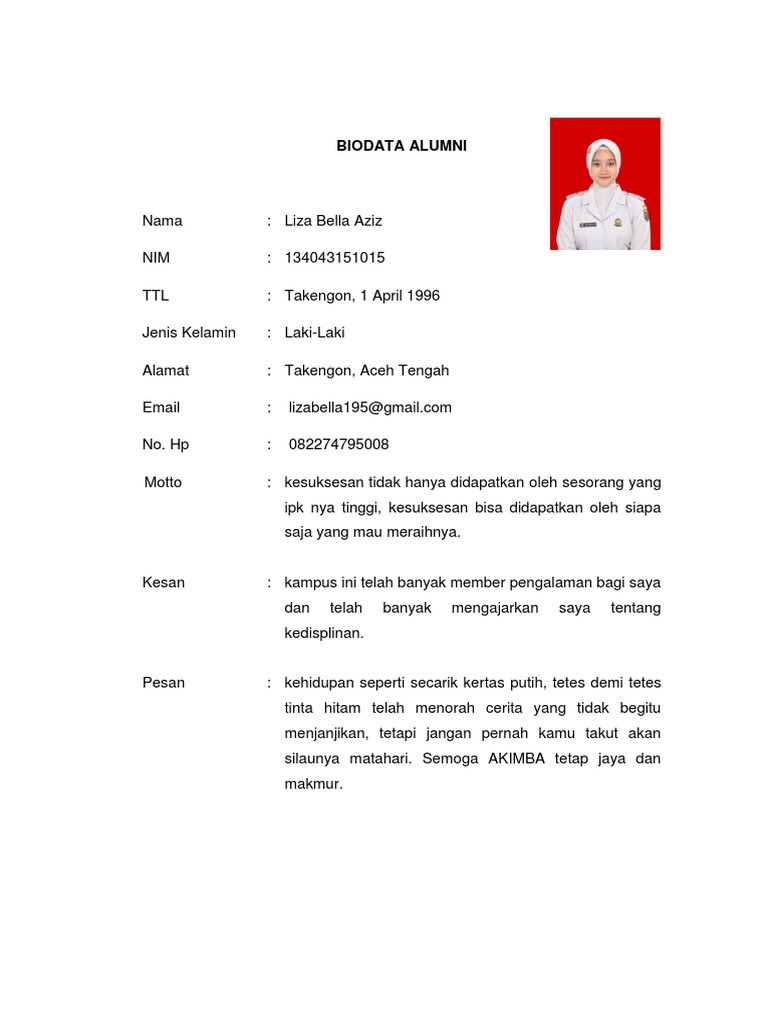 Biodata Alumni | PDF