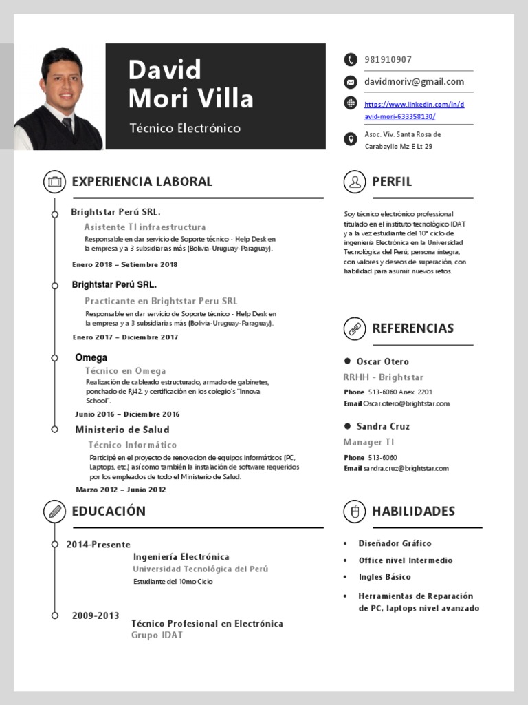 CV David Mori | PDF | Ingeniería | Informática