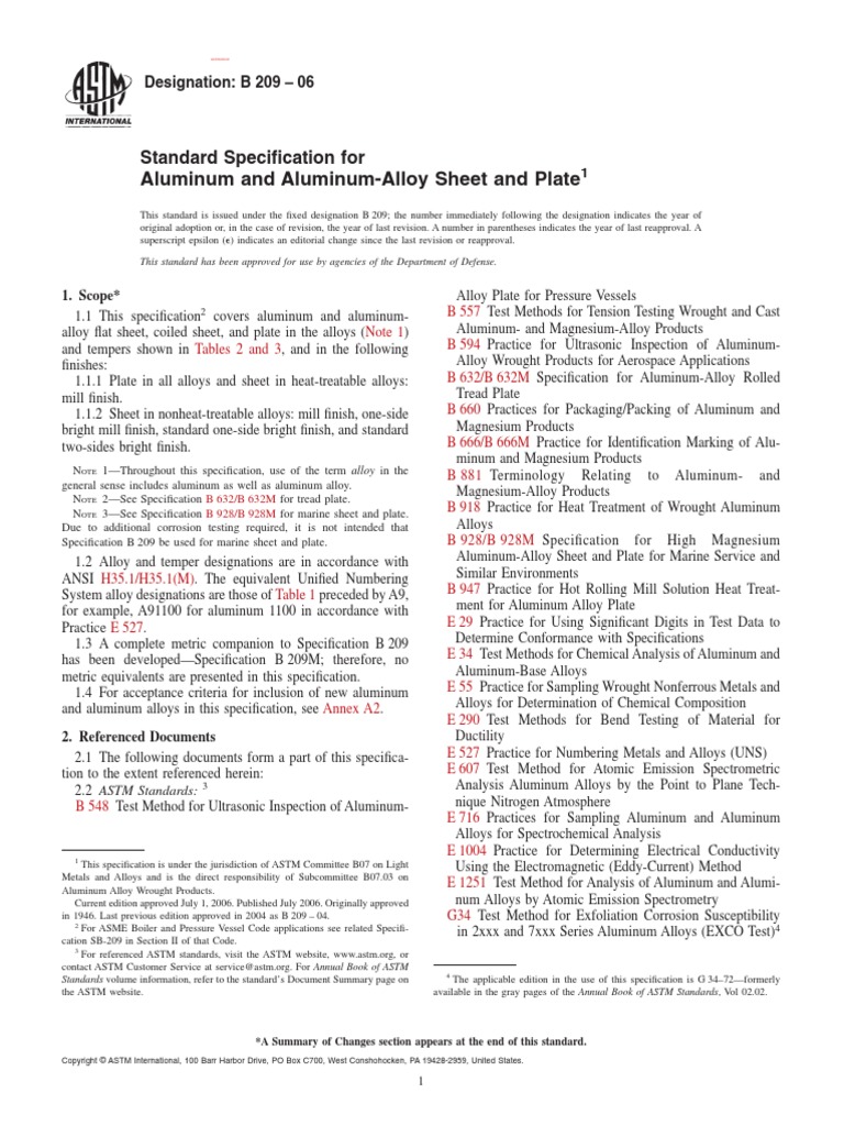 ASTM B209 Aluminio PDF | PDF | Heat Treating | Strength Of Materials