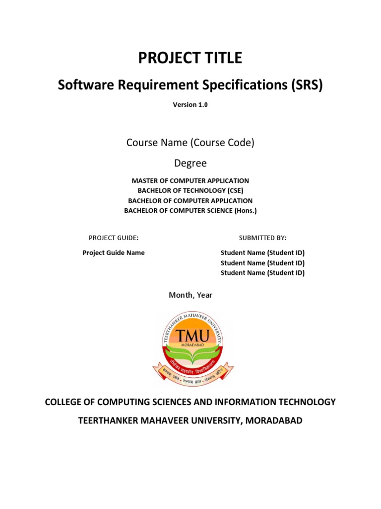 T006 TMU Project Requirements Template v1.0 | PDF | Computer ...