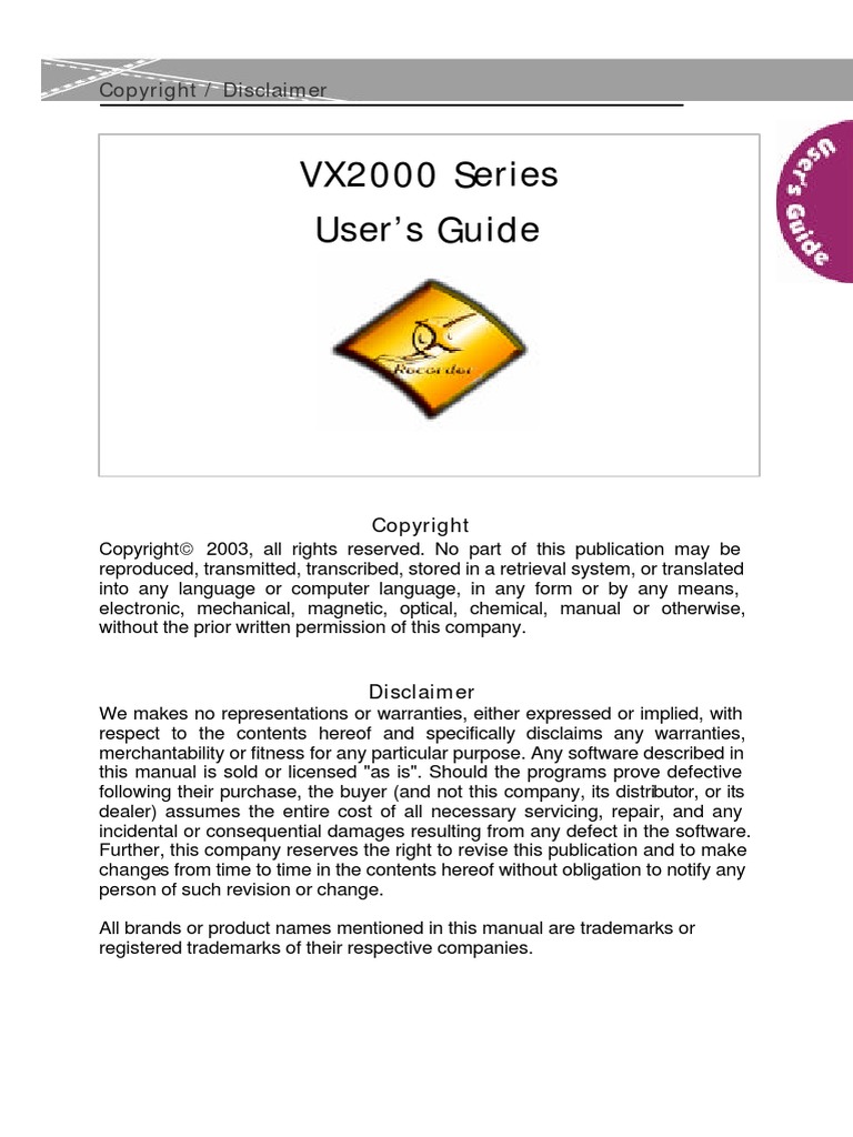 VX 2000.manual - en | PDF | Usb | Personal Computers