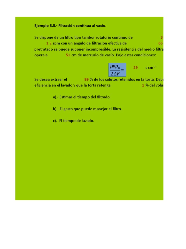 Ejemplo de Calculo | Descargar gratis PDF | Laboratorios | Filtración