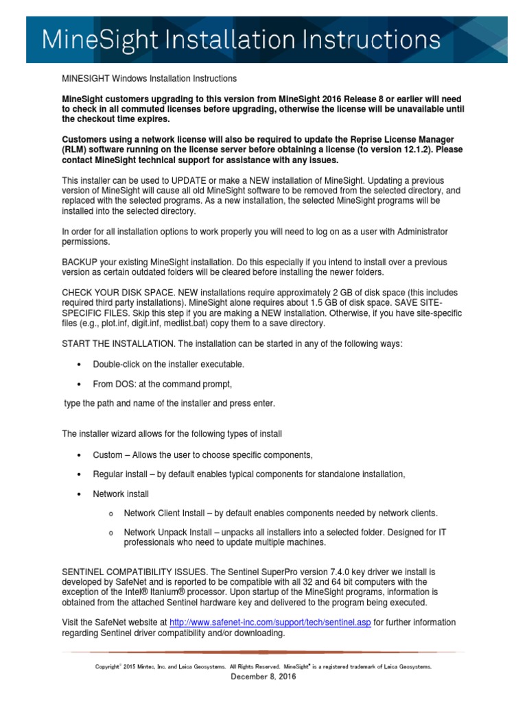 Minesight Instalation Instructions | PDF | Installation (Computer Programs) | Directory (Computing)